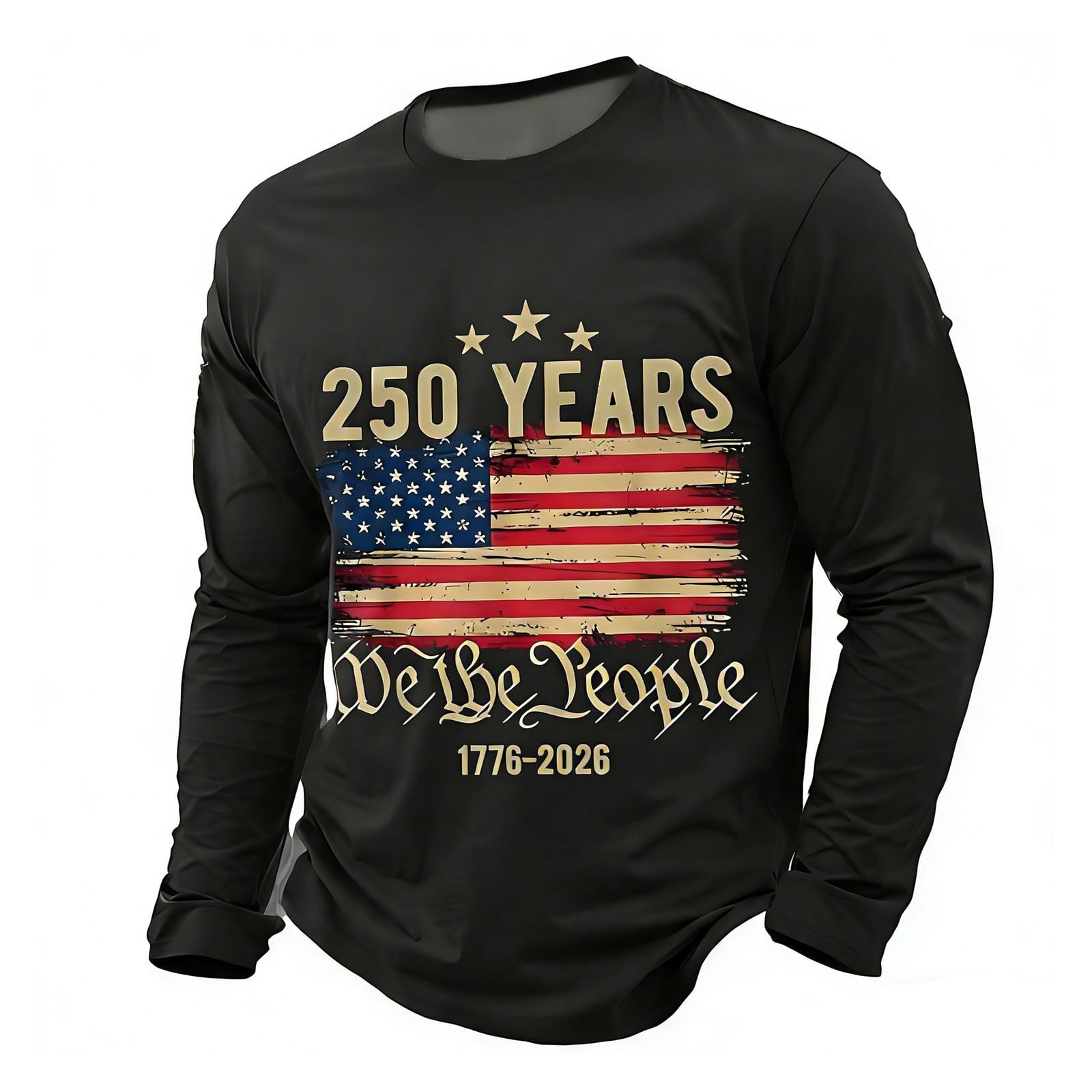 America 250 Shirt Mens Long Sleeve Graphic T Shirt American Flag Design ...