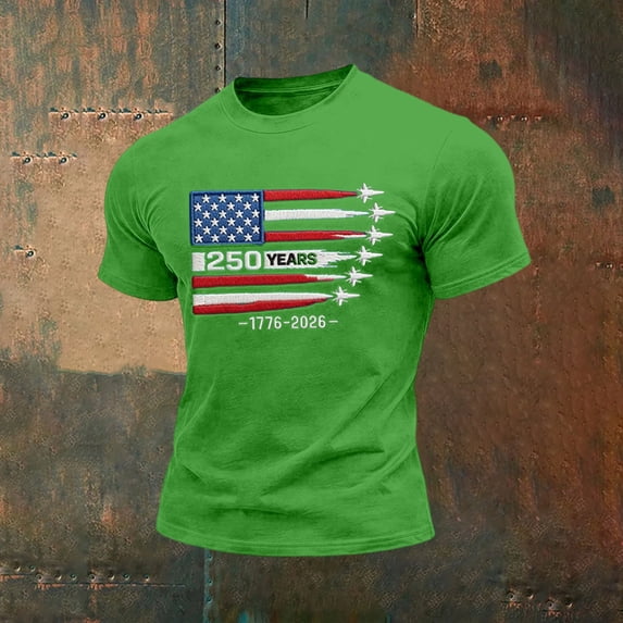 America 250 Shirt Mens Short Sleeve Crewneck Patriotic Graphic Tee ...