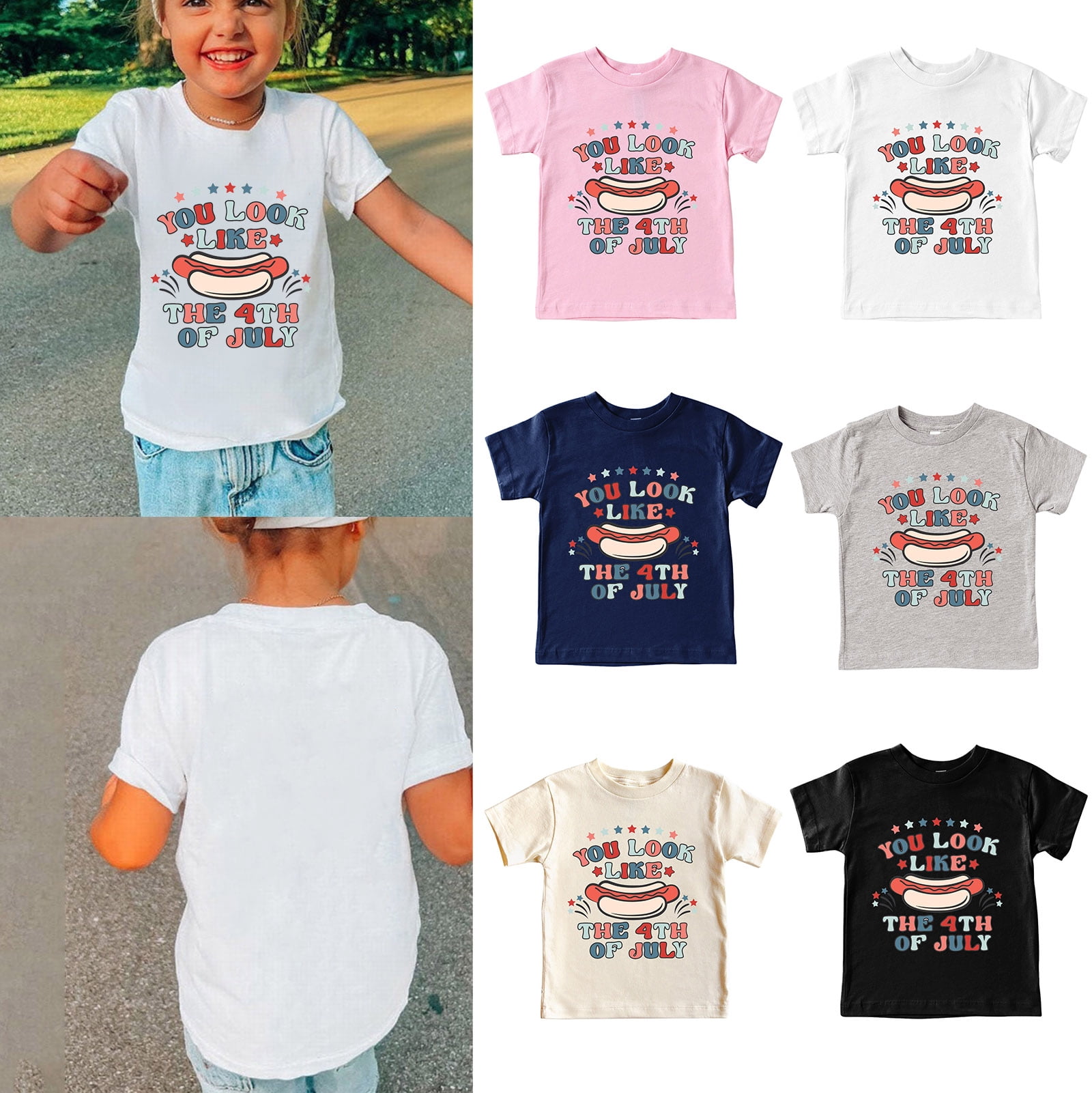 America 250 Shirts Kids Independence Day Humorous Hot Dog Cartoon Print ...
