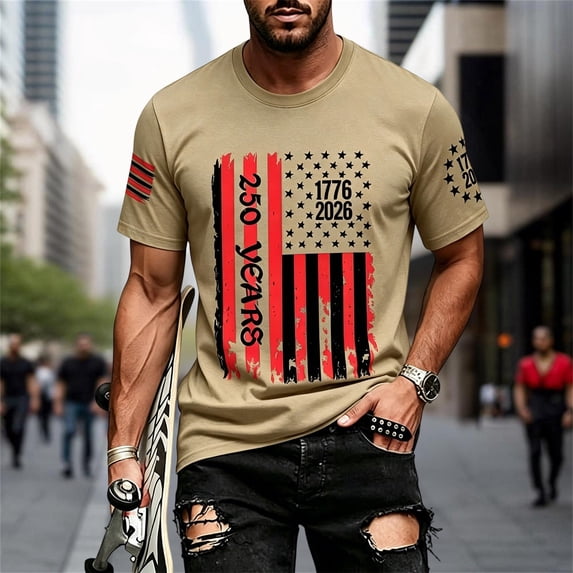 America 250 T Shirt Men's Casual Short Sleeve Breathable Comfort Tee ...