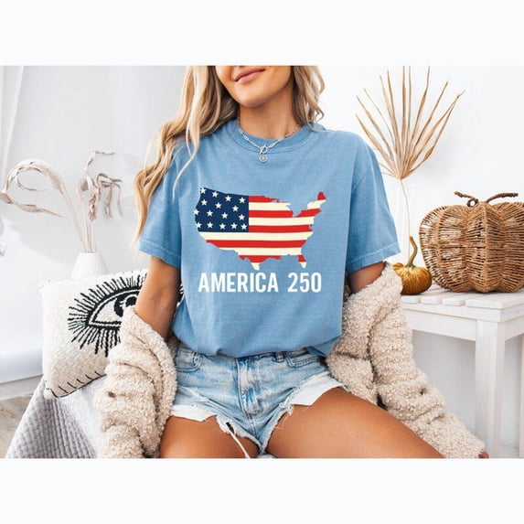 America 250 TShirt USA Map Flag Patriotic Tee 250th Anniversary Fourth ...