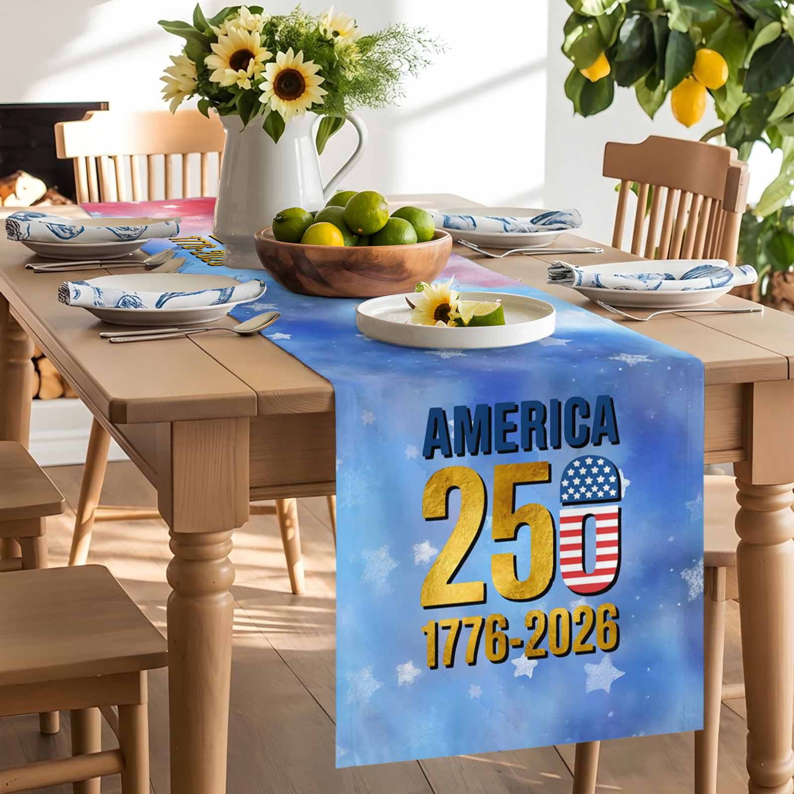 America 250 Table Runner, 1776-2026 Independence Day 4th of July ...