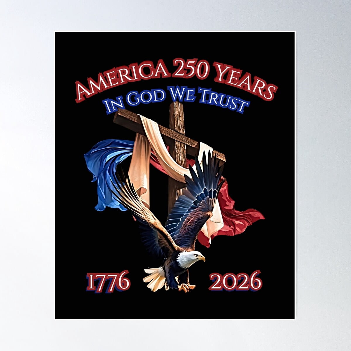 America 250 The Cross Christian Heritage Art Unframed Canvas 24x36in ...