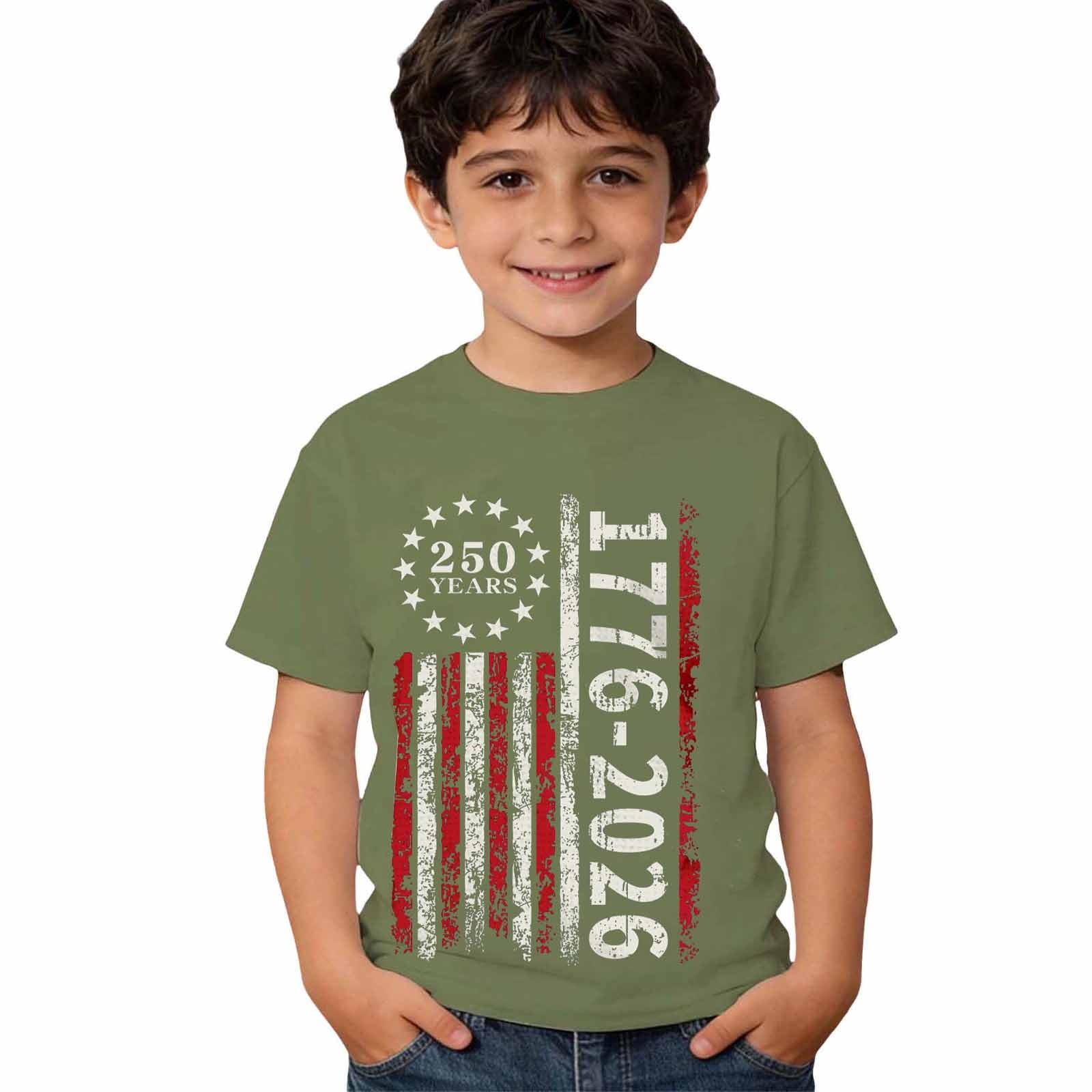 America 250 Tshirt Boy Independence Day Letter Print Crew Neck Short ...