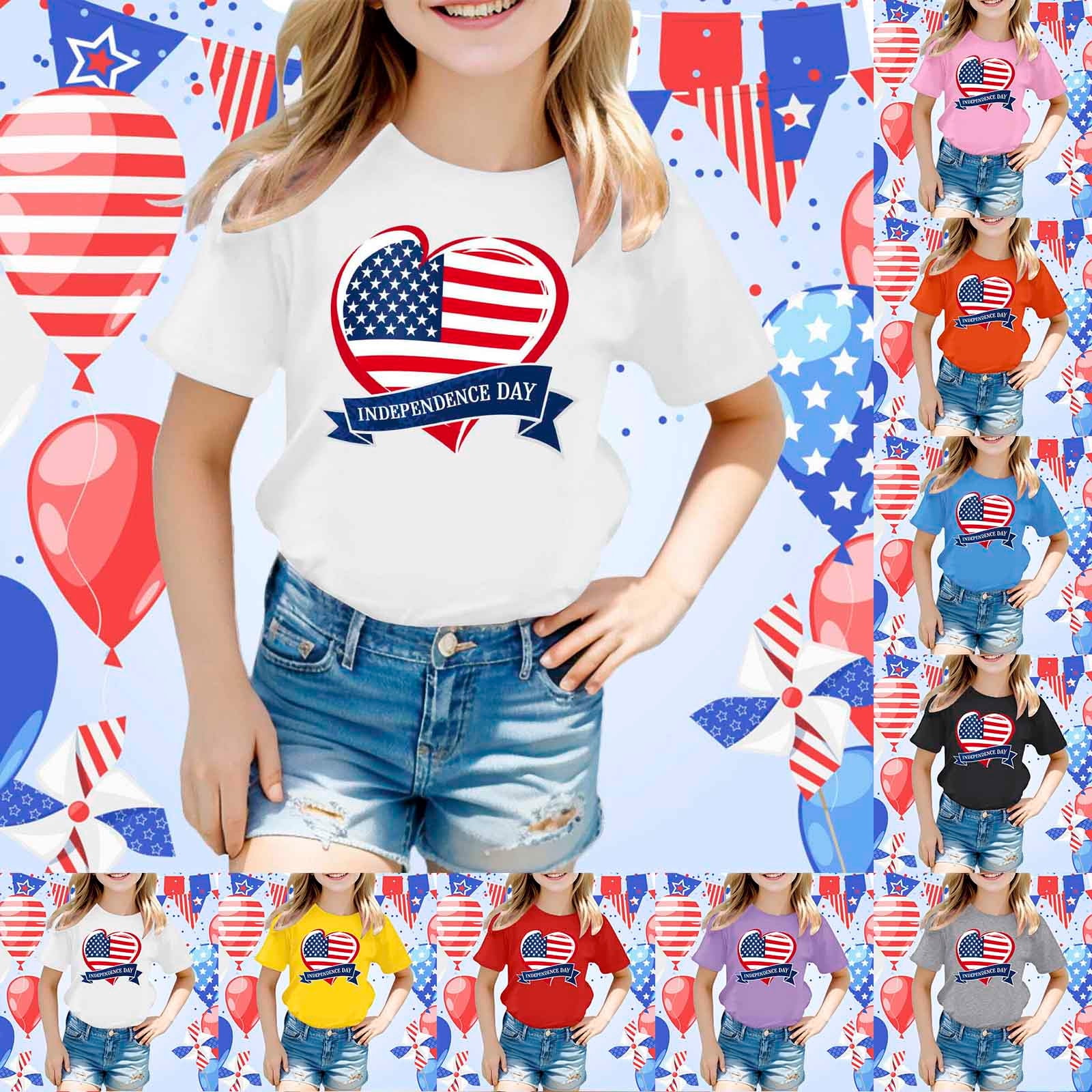 America 250 Tshirt Kids Baby Girls America Flag Shirts Independence Day ...