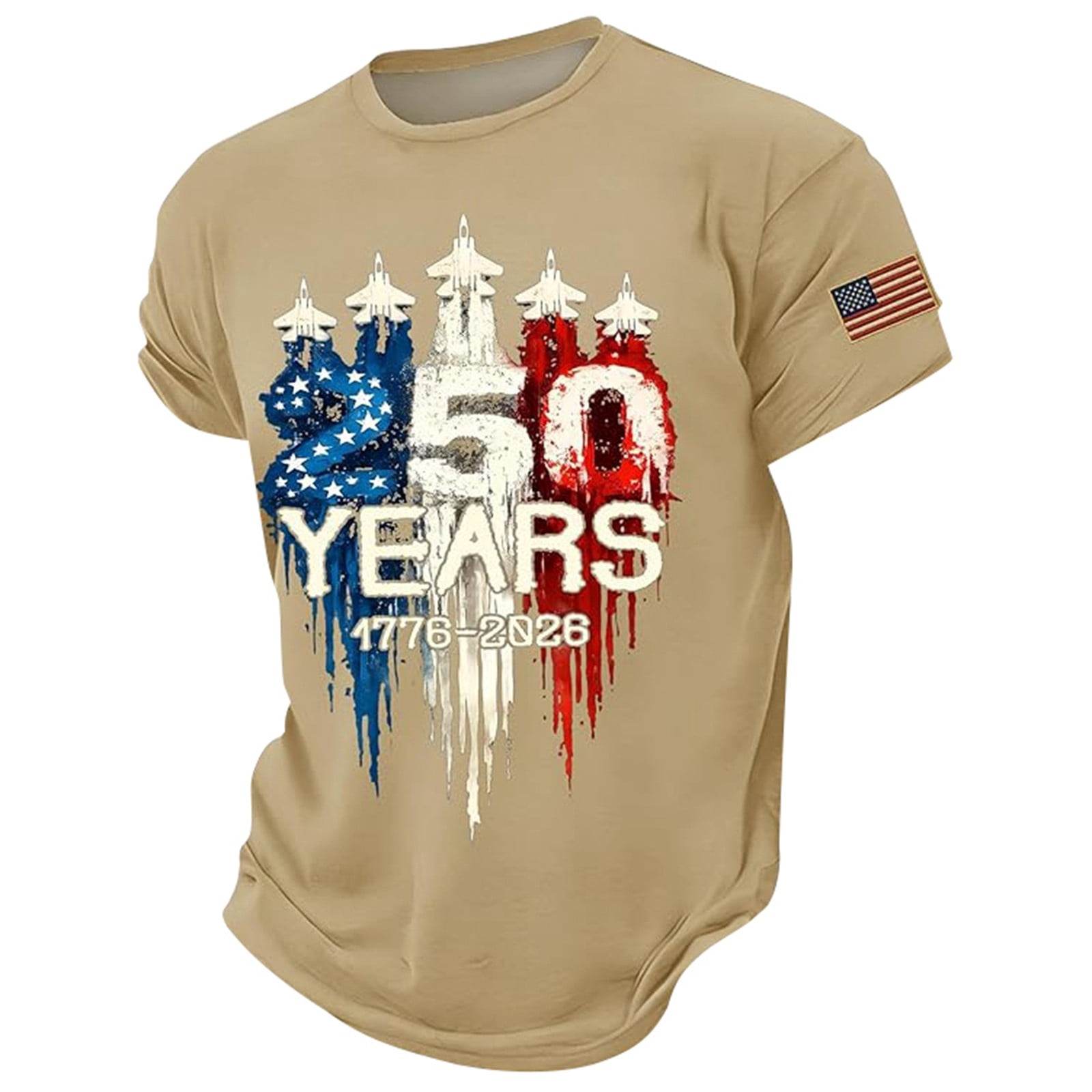 America 250 Tshirt Men Graphic T Shirt Patriotic Flag Print Loose Fit ...