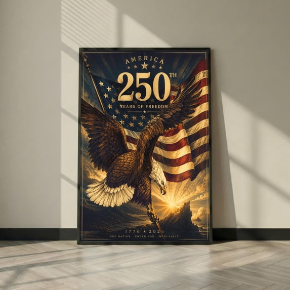 America 250 Vintage Flag Wall Art Print, Unframed Paper Poster 24x36in ...