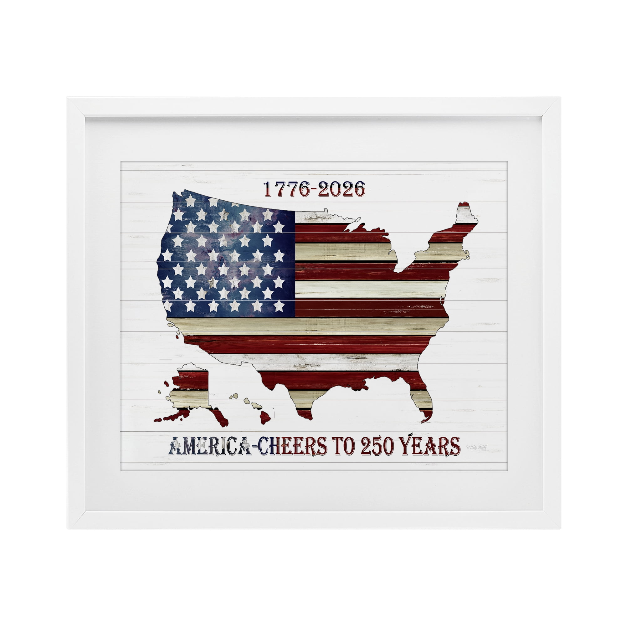 Stupell Industries America 250 Year Celebration White Framed Print ...