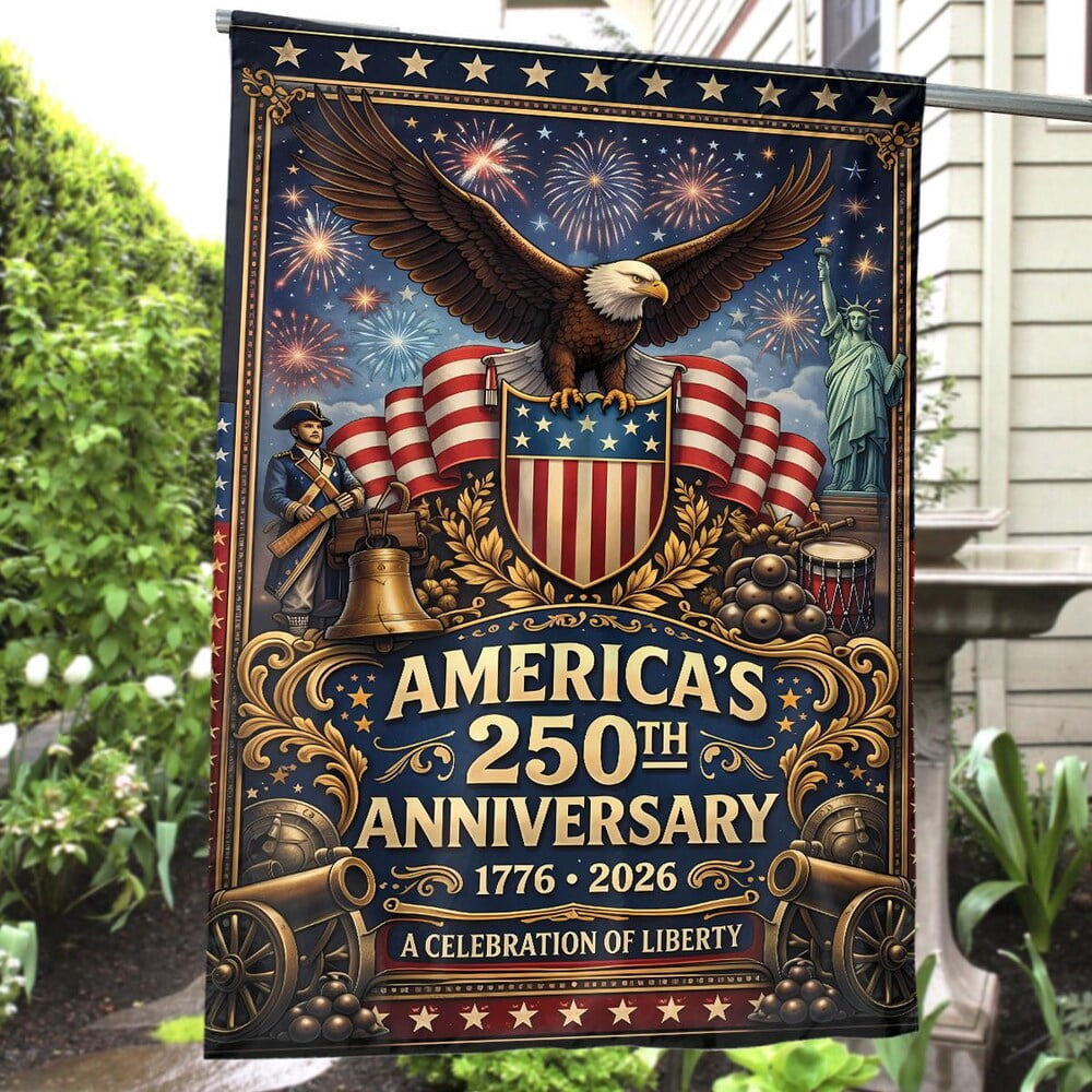 America 250 Years Birthday Patriotic Flag 12x18 POLE NOT INCLUDED ...