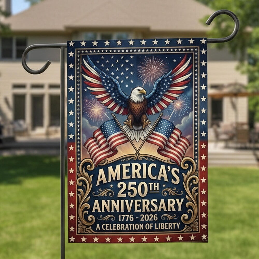 America 250 Years Birthday Patriotic Flag 28x40 POLE NOT INCLUDED House ...