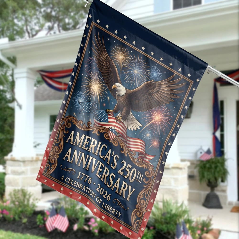 America 250 Years Birthday Patriotic Independence Flag 12x18 POLE NOT ...