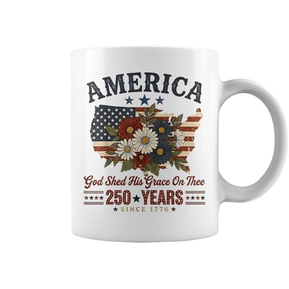 America 250 Years Flag Floral God Shed His Grace On Thee Coffee Mugs ...