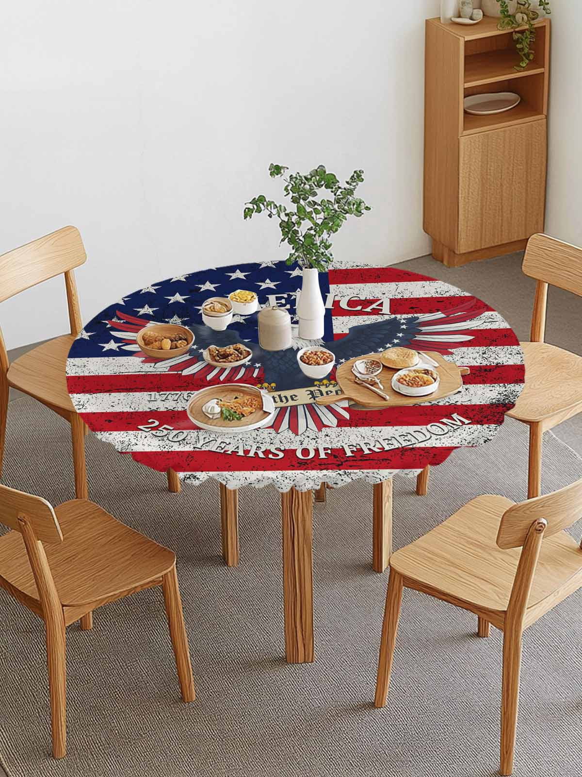 America 250 Years of Freedom Round Fitted Tablecloth with Elastic Edge ...