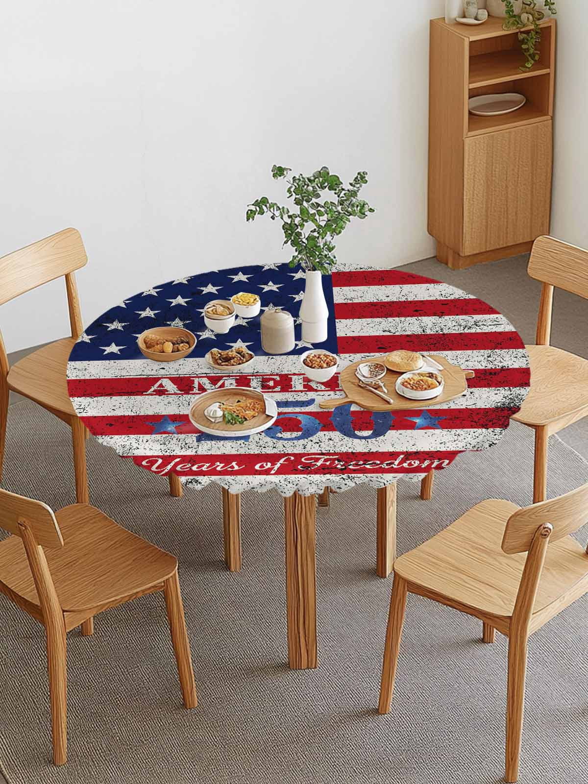 America 250 Years of Freedom Round Fitted Tablecloth with Elastic Edge ...