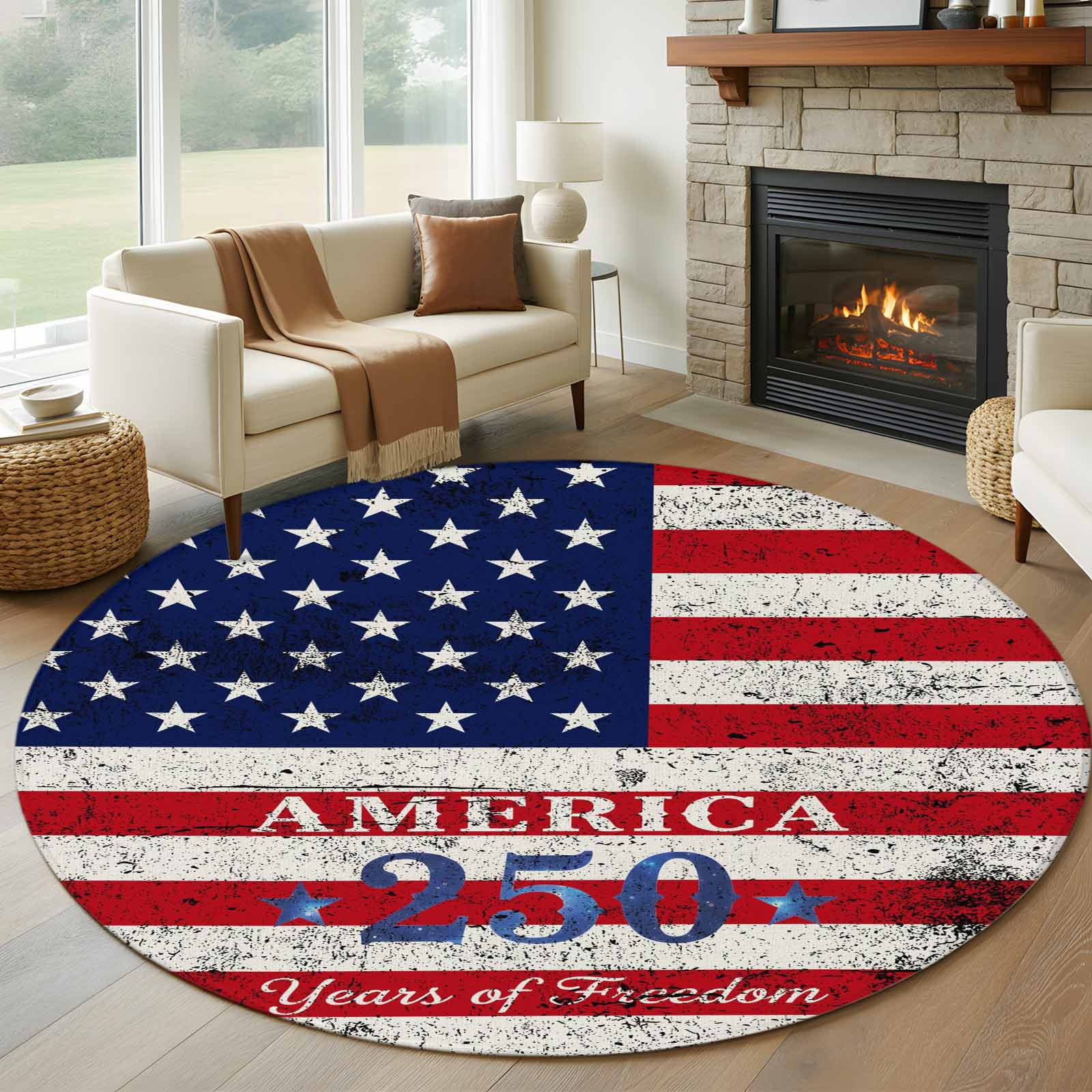 America 250 Years of Freedom Round Rugs for Living Room 5ft ...