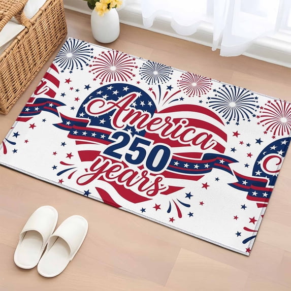 America 250 Years Love Heart Entryway Rug 2'x3' Independence Day Red ...