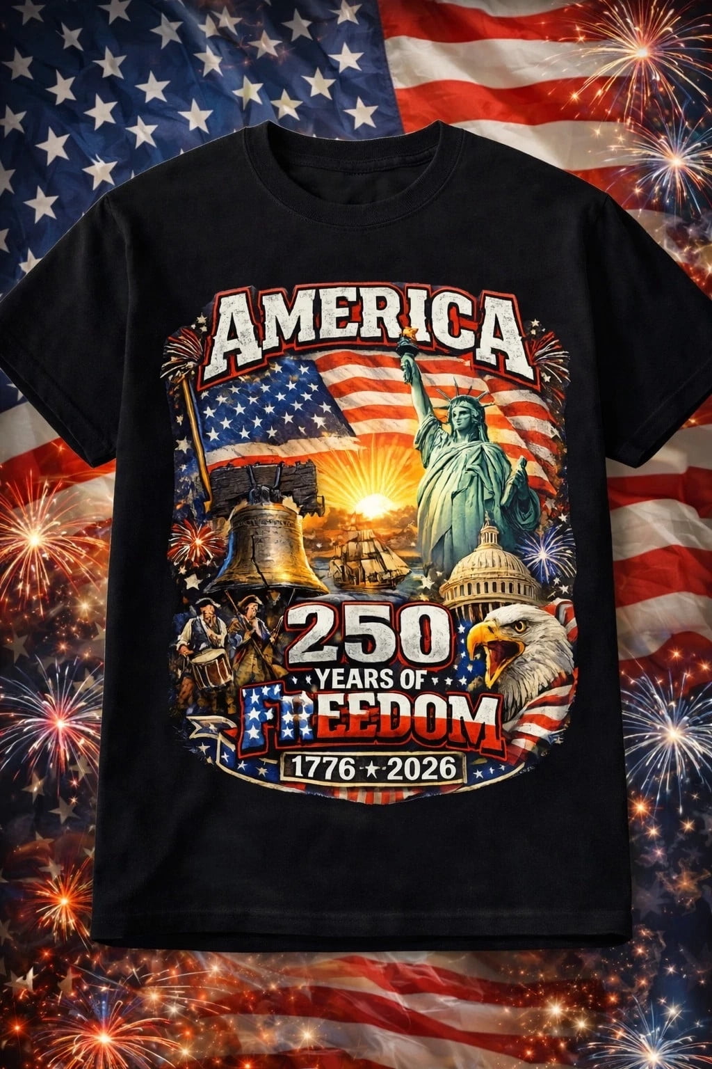 America 250 Years Of Freedom 1776-Graphic Tee T-Shirt - Walmart.com