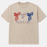 America 250 Years Patriotic Coquette Bow Mineral Wash T-Shirt, Red ...