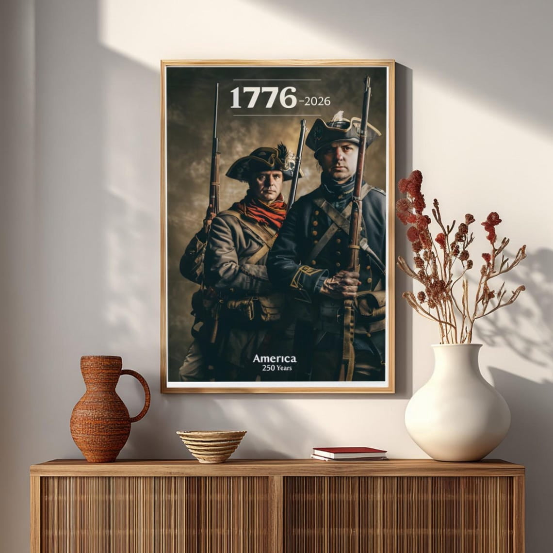 America 250 Years Revolutionary War Art Semiquincentennial Wall Decor ...