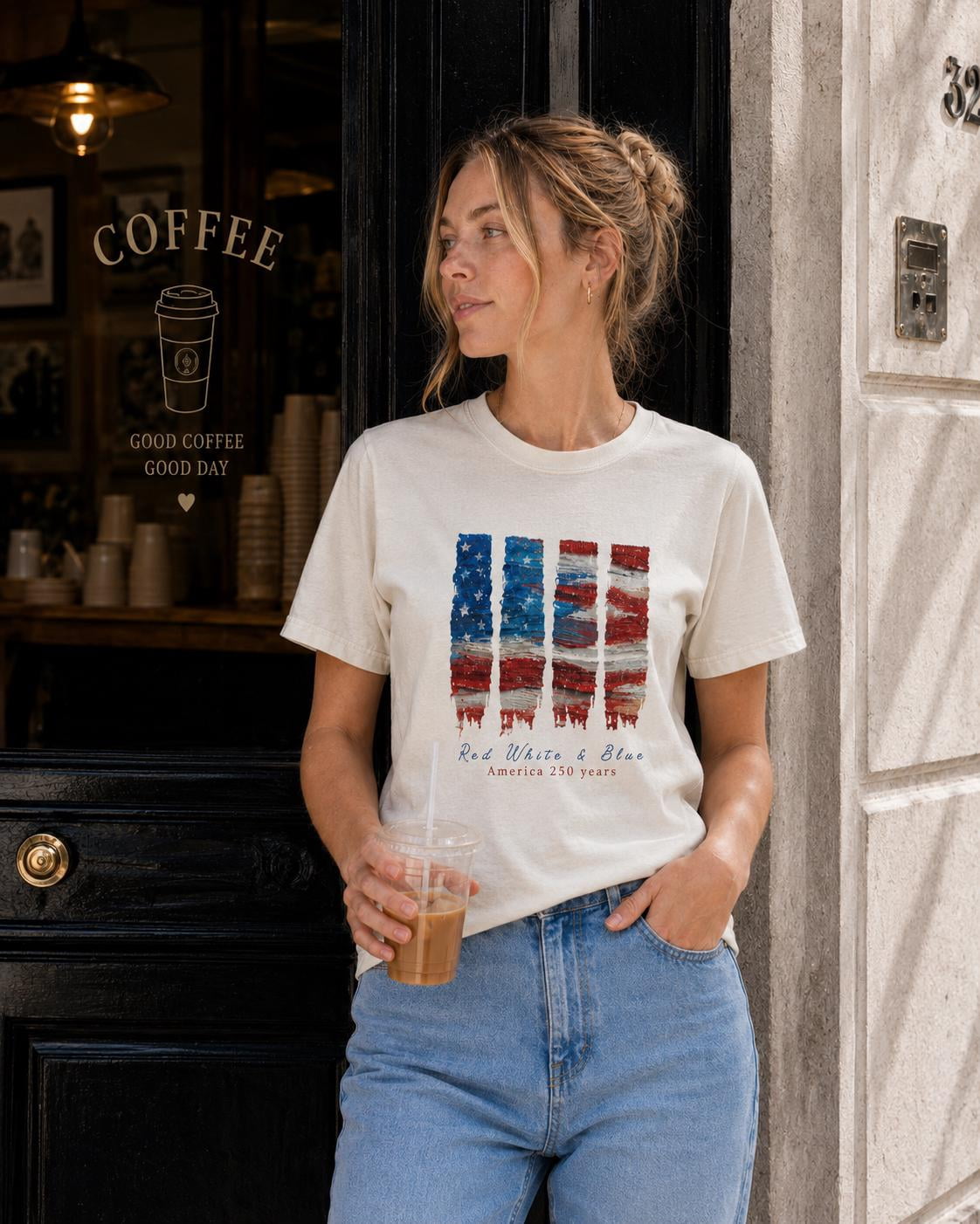 America 250 Years Shirt Patriotic Red White Blue Tee, USA 250th ...