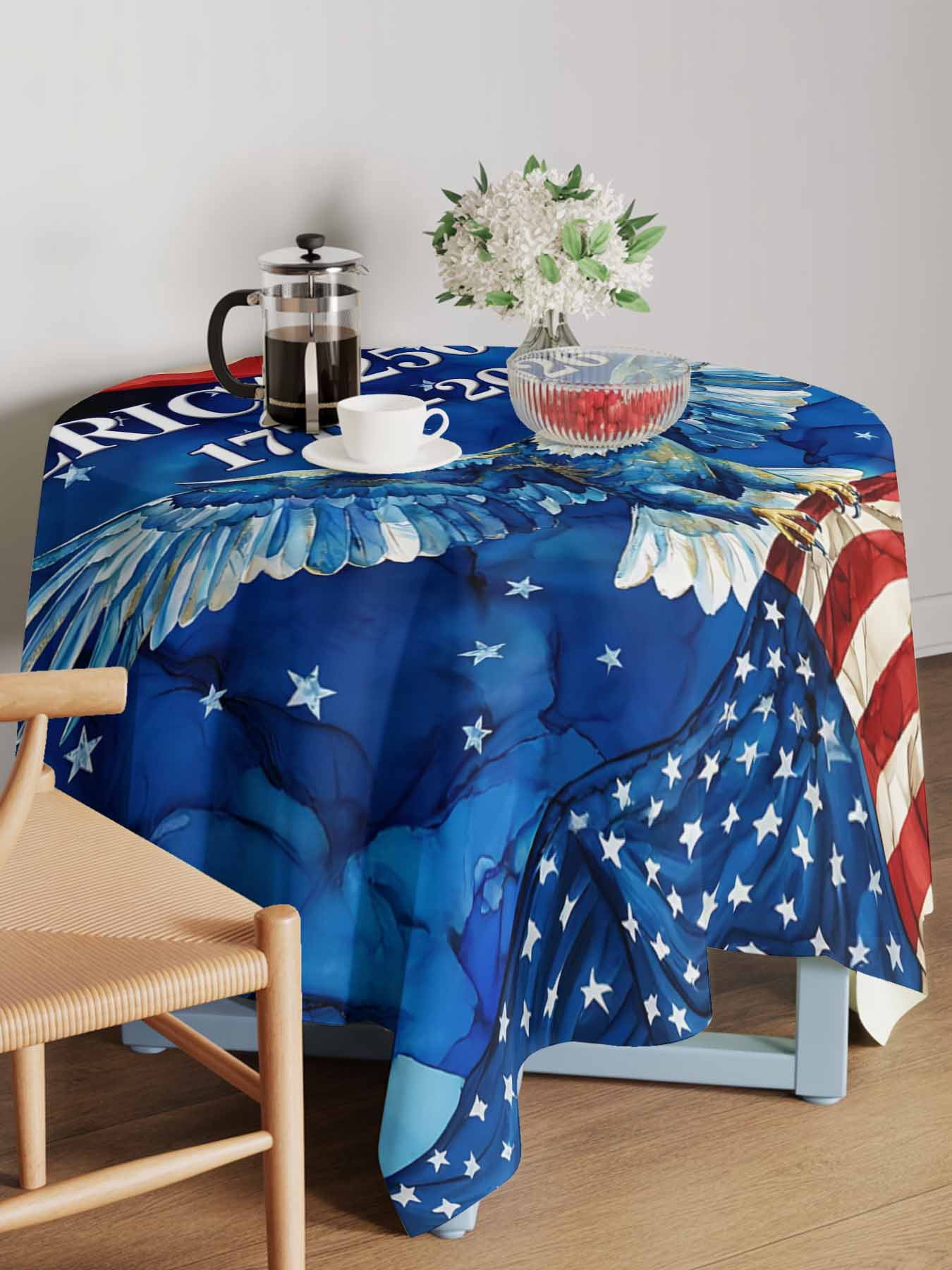 America 250 Years Table Cloth 54x54 Inch Square, USA Flag Patriot Eagle ...
