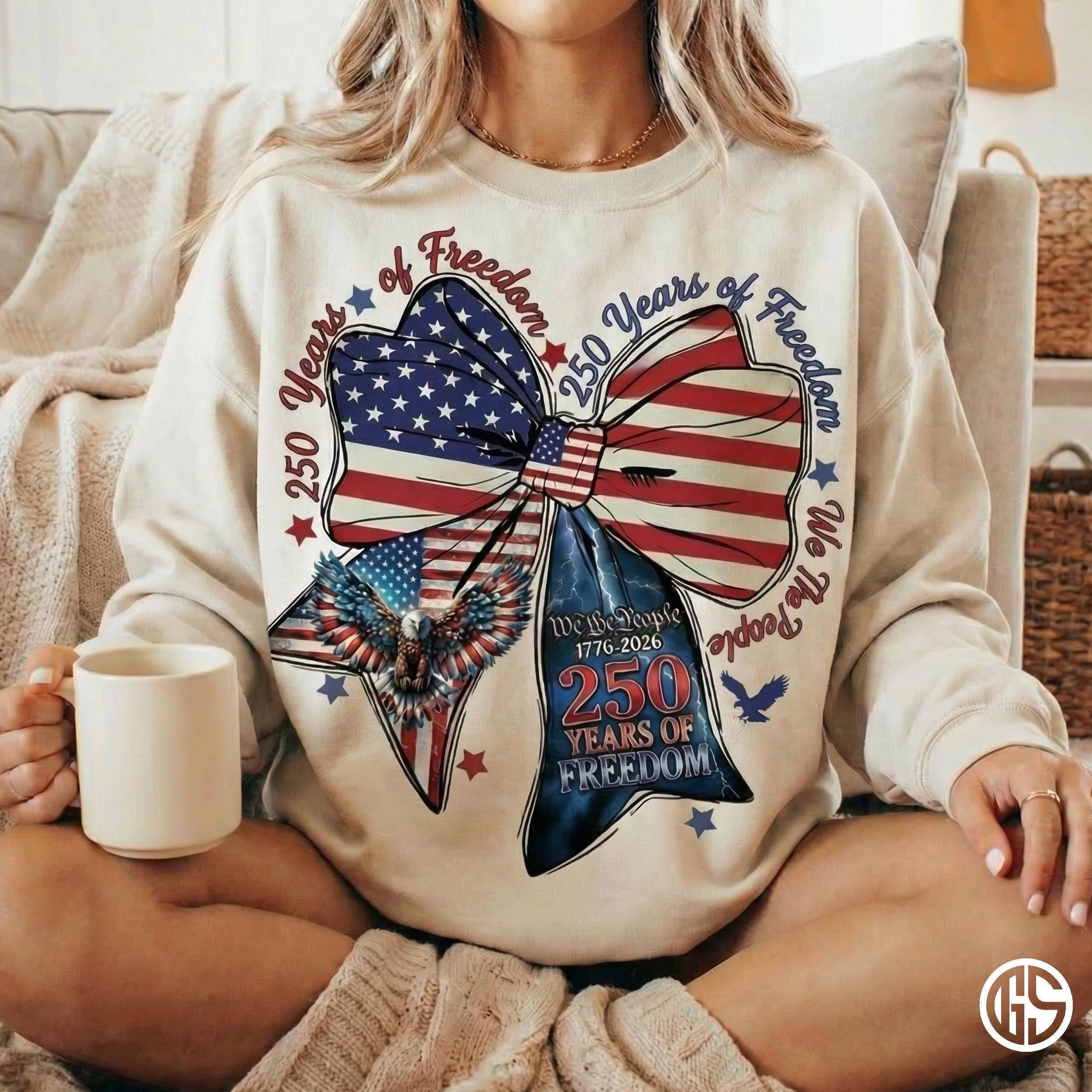 America 250 Years of Freedom Bow Shirt (1776–2026) – Patriotic Eagle ...