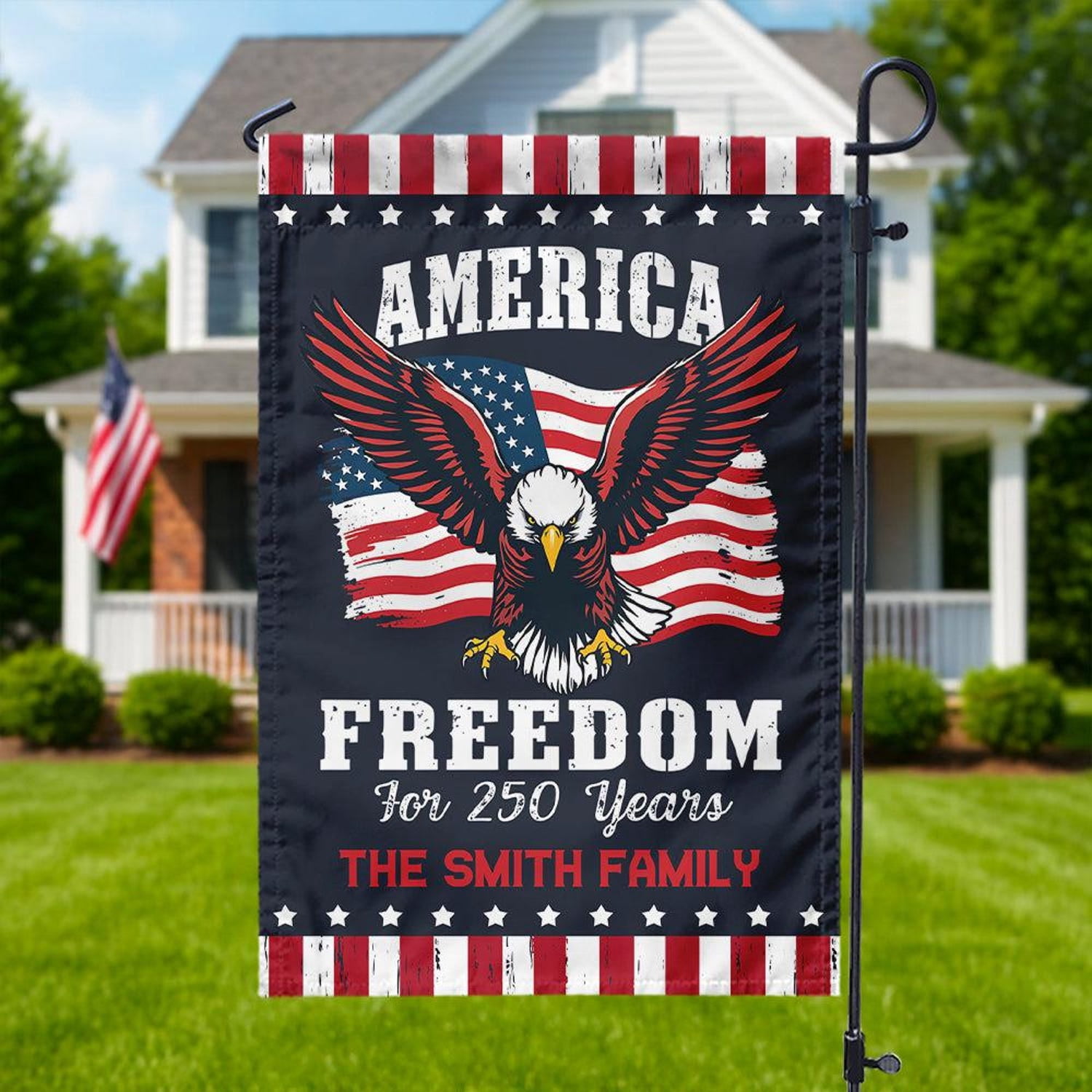America 250 Years of Freedom Patriotic Eagle Flag, Personalized Garden ...