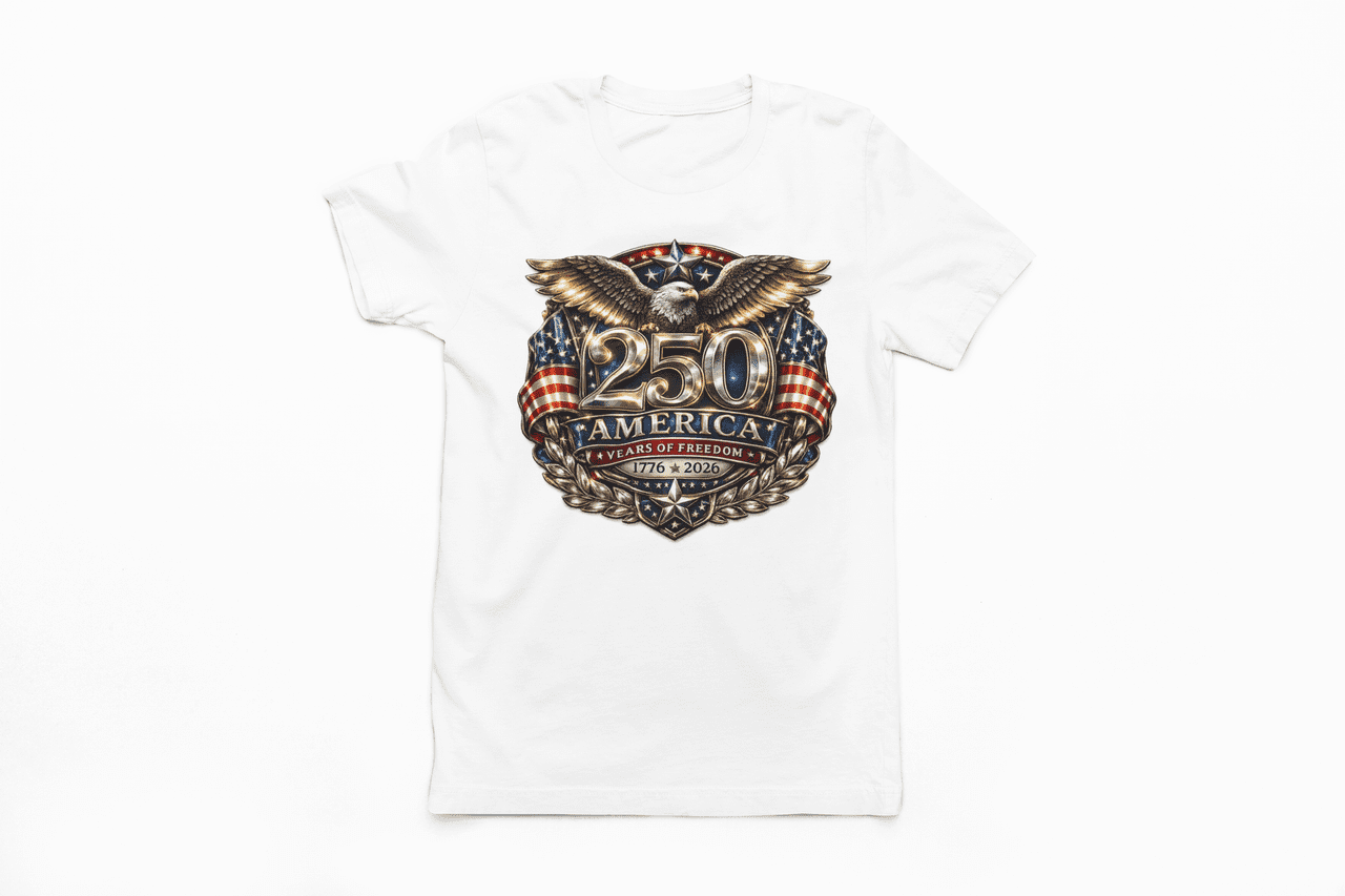 America 250 Years of Freedom Patriotic Eagle USA Flag Graphic T-Shirt ...