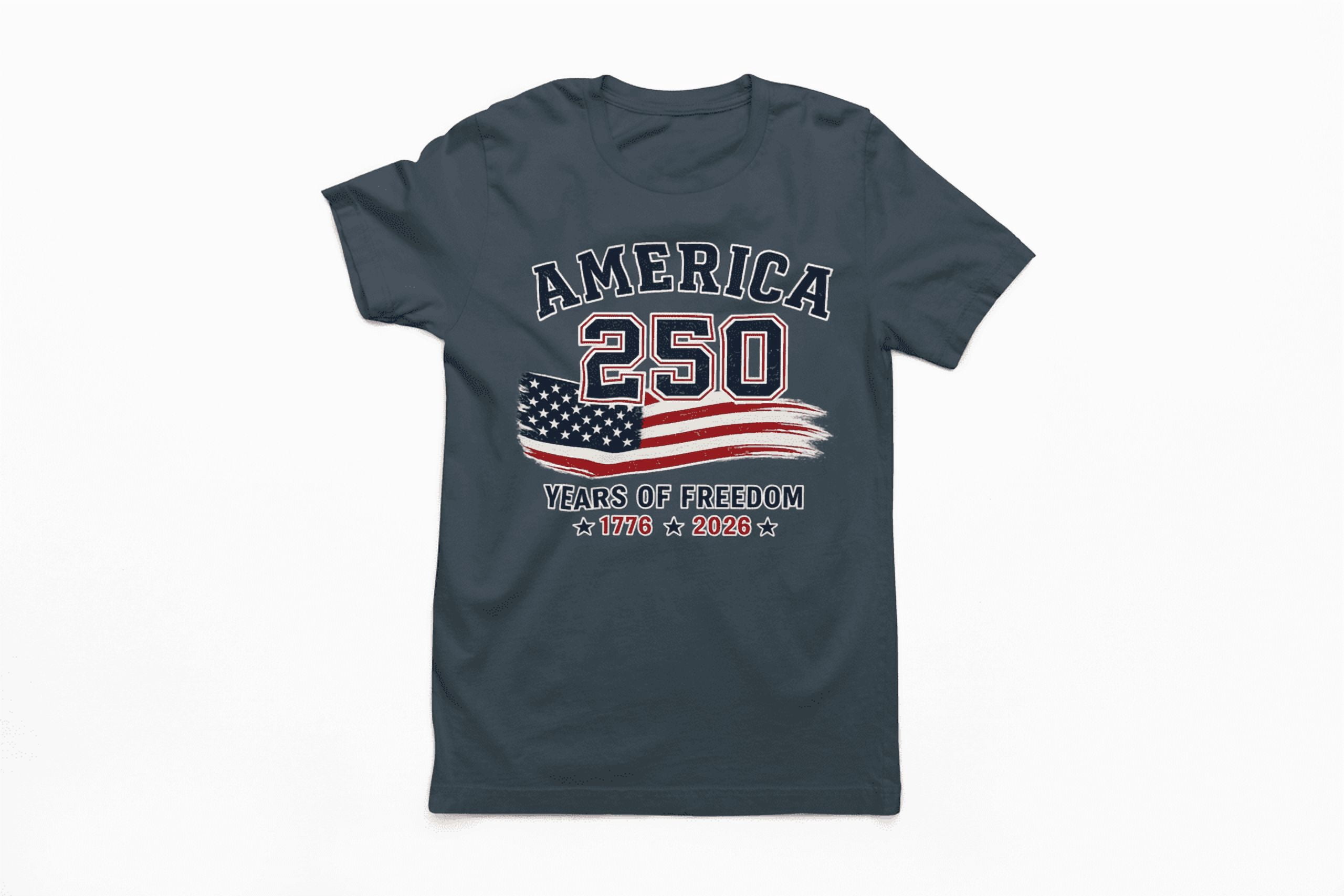 America 250 Years of Freedom Patriotic USA Flag Graphic T-Shirt 1776 ...