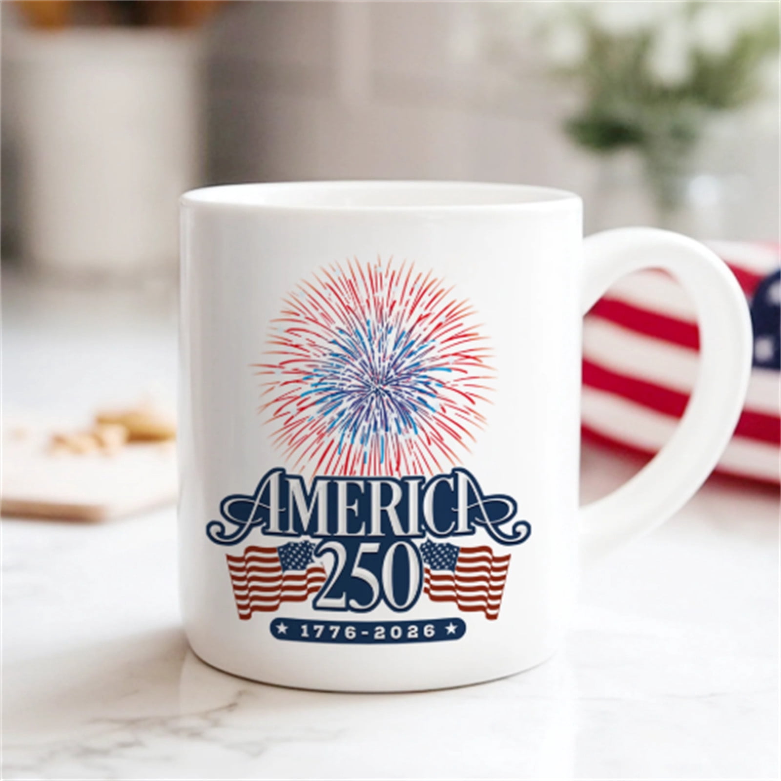 America 250th Anniversary 1776-2026 Coffee Mug, Patriotic Firework US ...