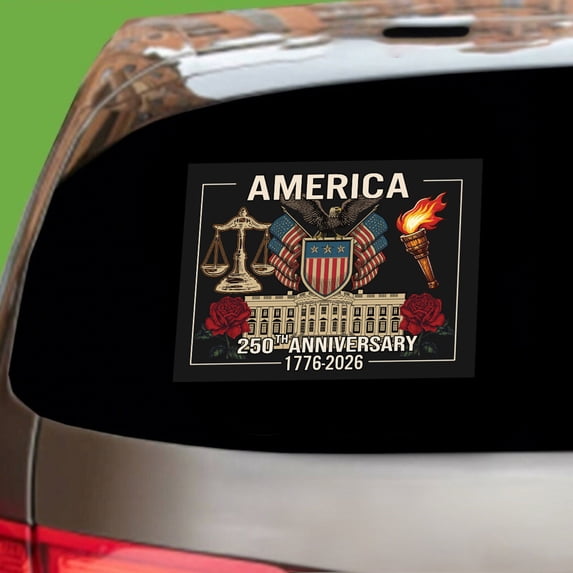 America 250th Anniversary 1776-2026 Transparent Vinyl Decal, Patriotic ...