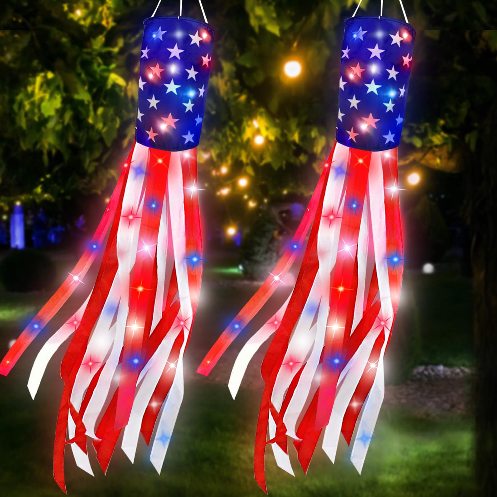 America 250th Anniversary, 2 Pack 40 Inch American Flag Windsock ...