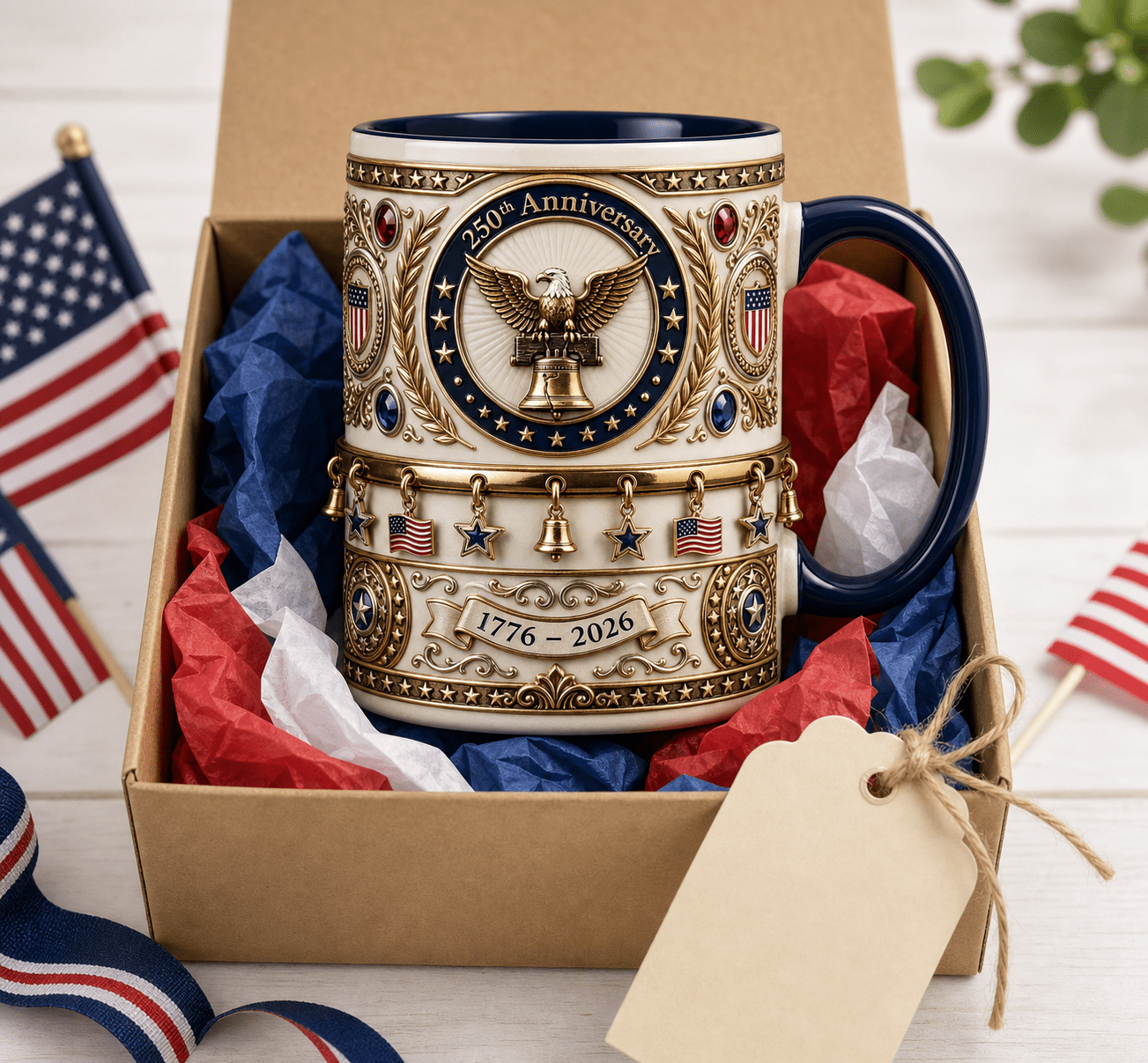 America 250th Anniversary Accent Mug 1776-2026 Patriotic Coffee Cup ...
