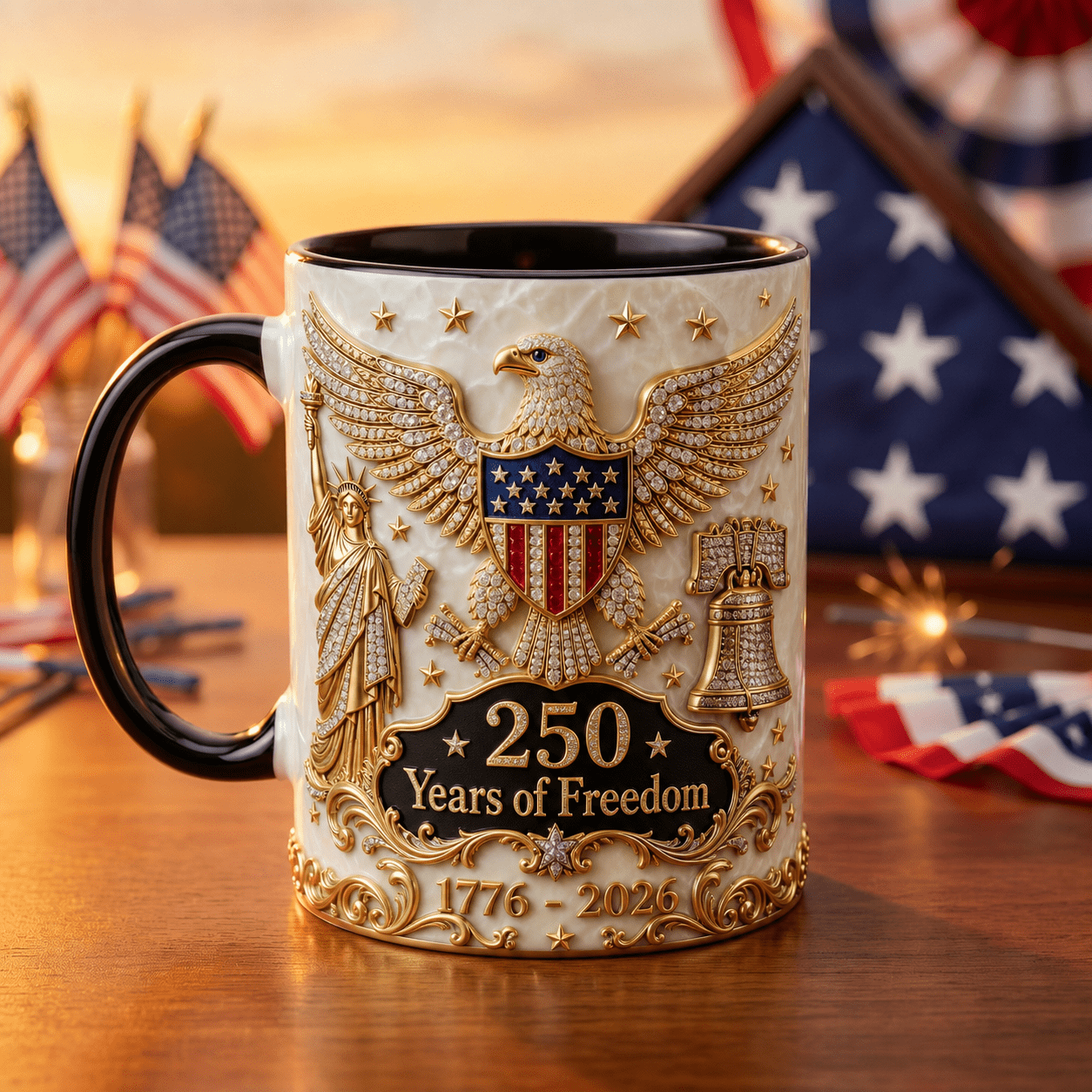 America 250th Anniversary Accent Mug, 1776-2026 Patriotic USA Coffee ...