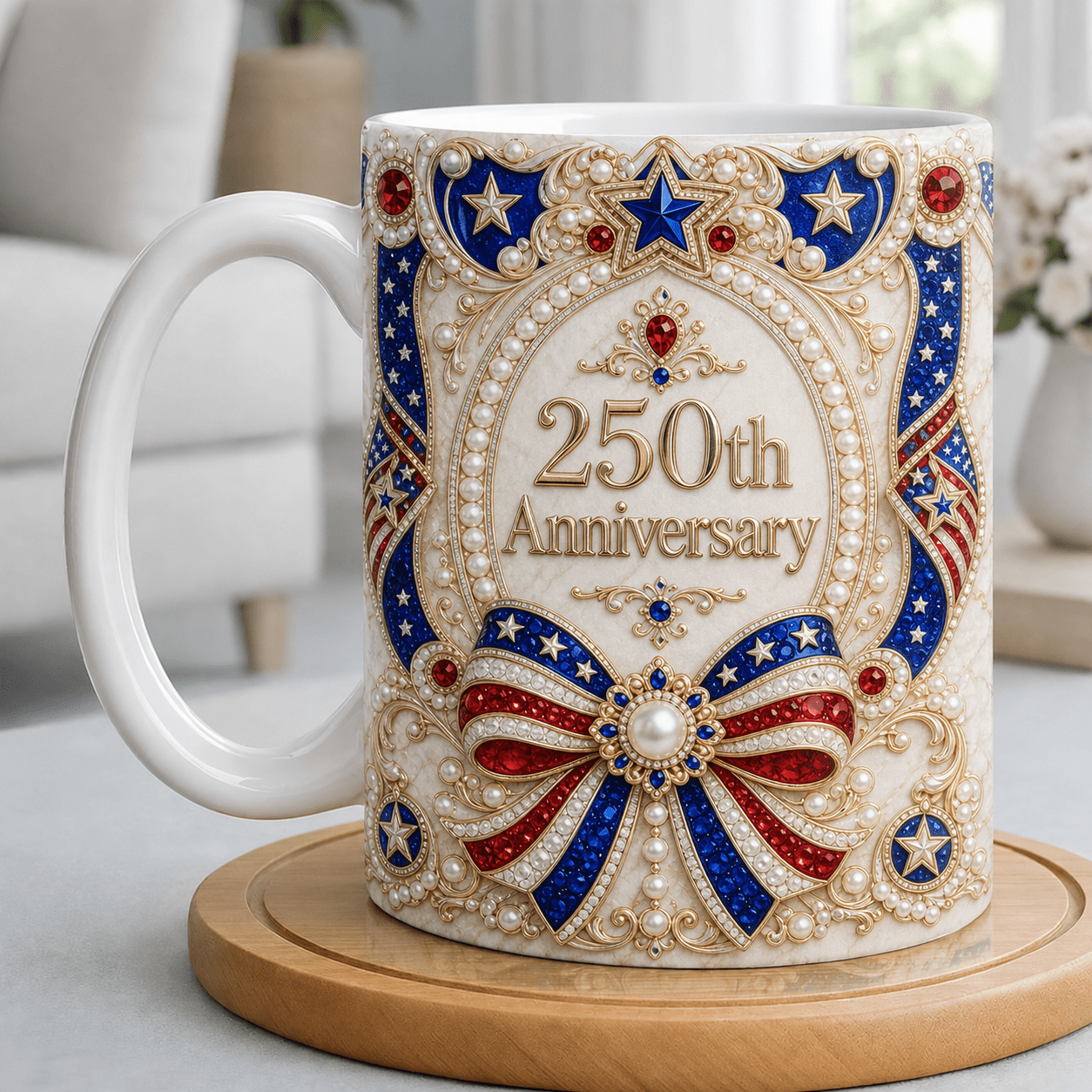 America 250th Anniversary Accent Mug, Patriotic 1776-2026 Coffee Cup ...