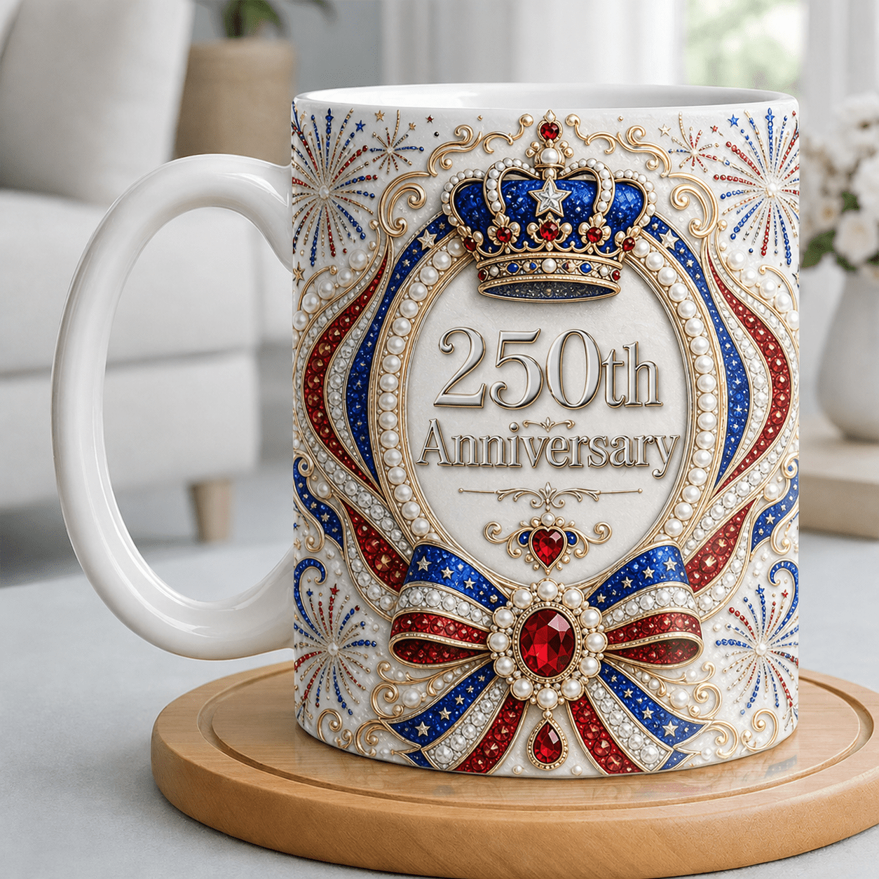 America 250th Anniversary Accent Mug, Patriotic 1776-2026 USA Coffee ...