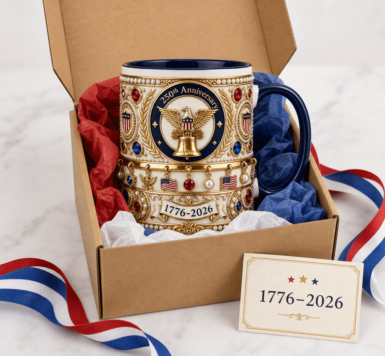 America 250th Anniversary Accent Mug, Patriotic 1776-2026 USA Coffee ...