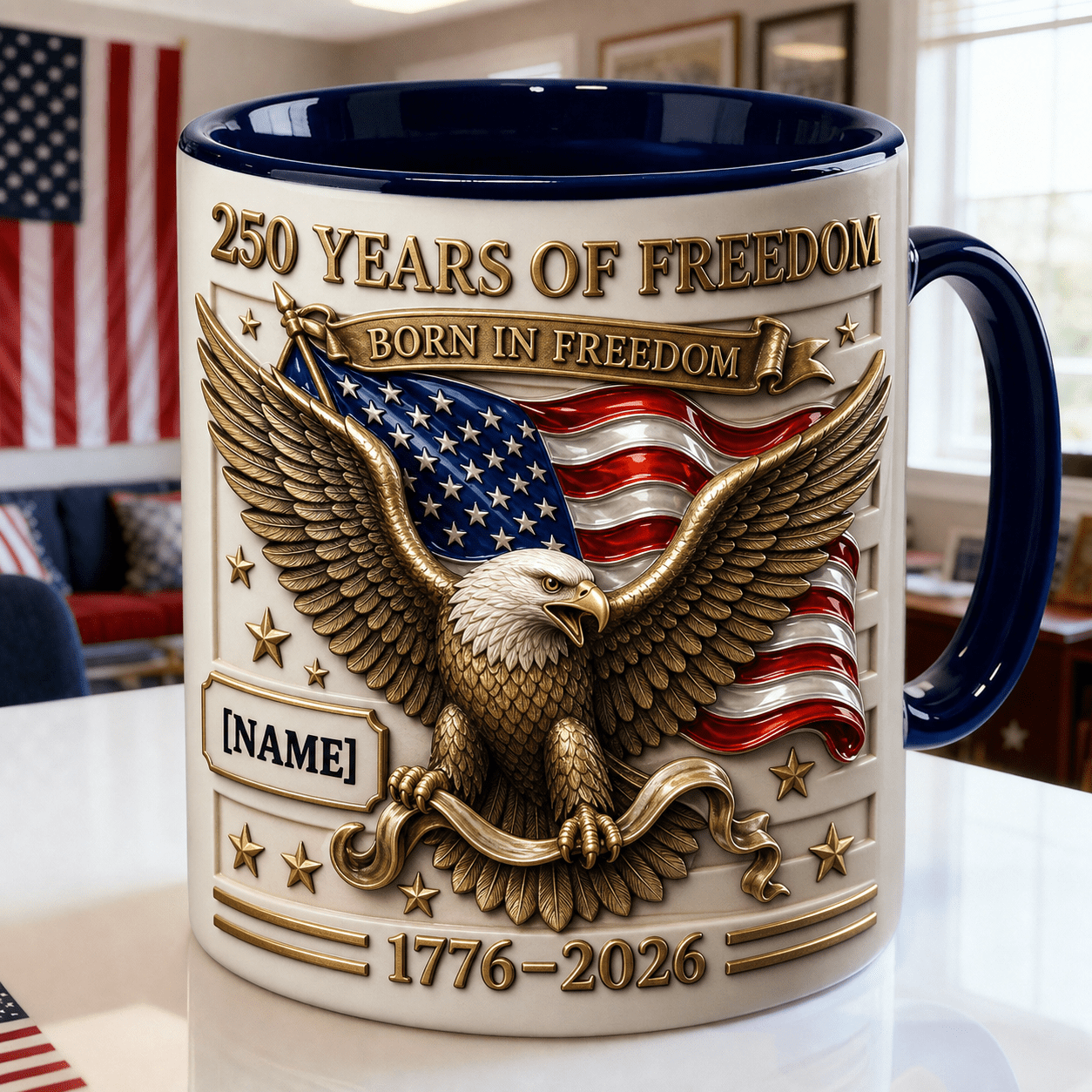 America 250th Anniversary Accent Mug, Patriotic 1776-2026 USA Coffee ...