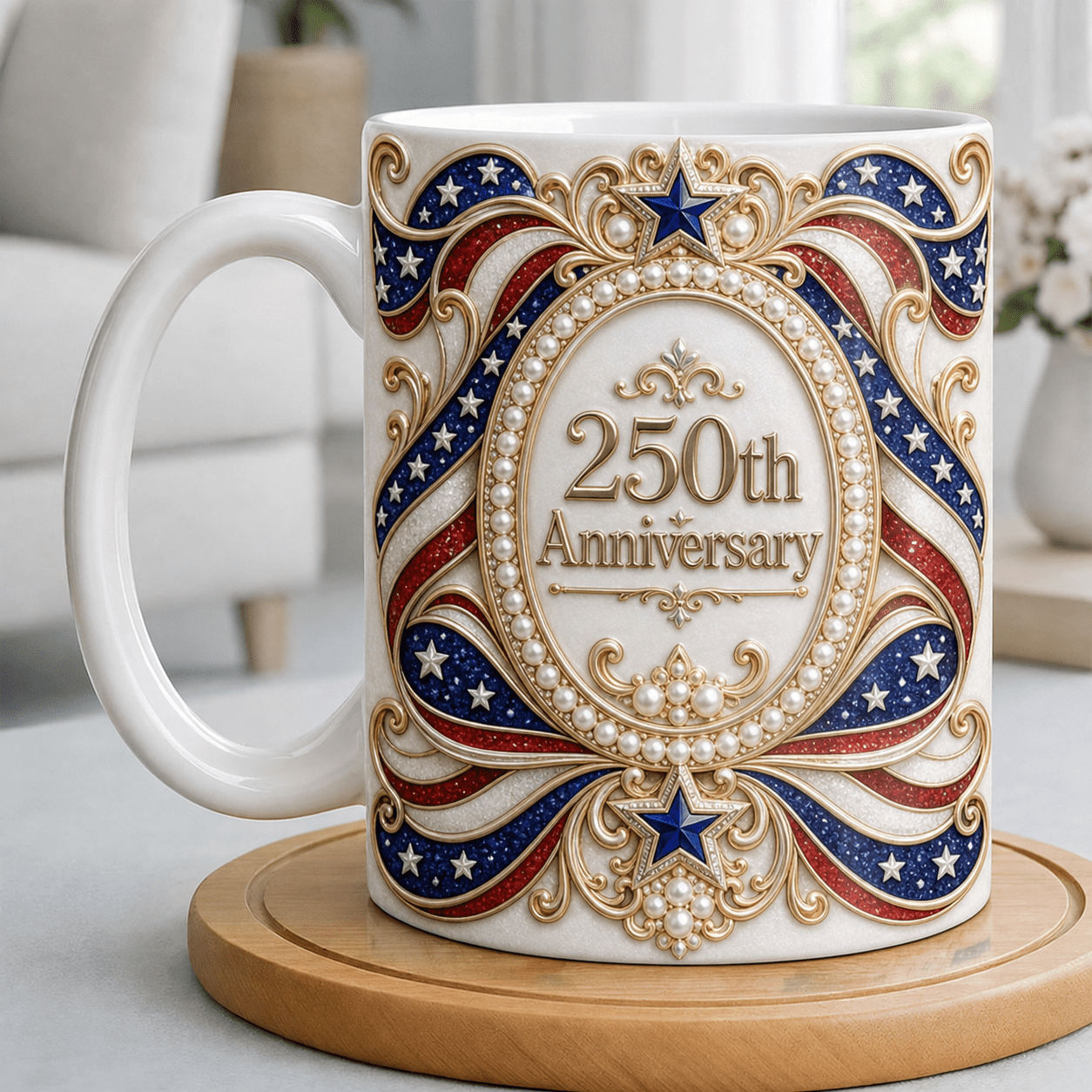 America 250th Anniversary Accent Mug, Patriotic USA Coffee Cup with ...
