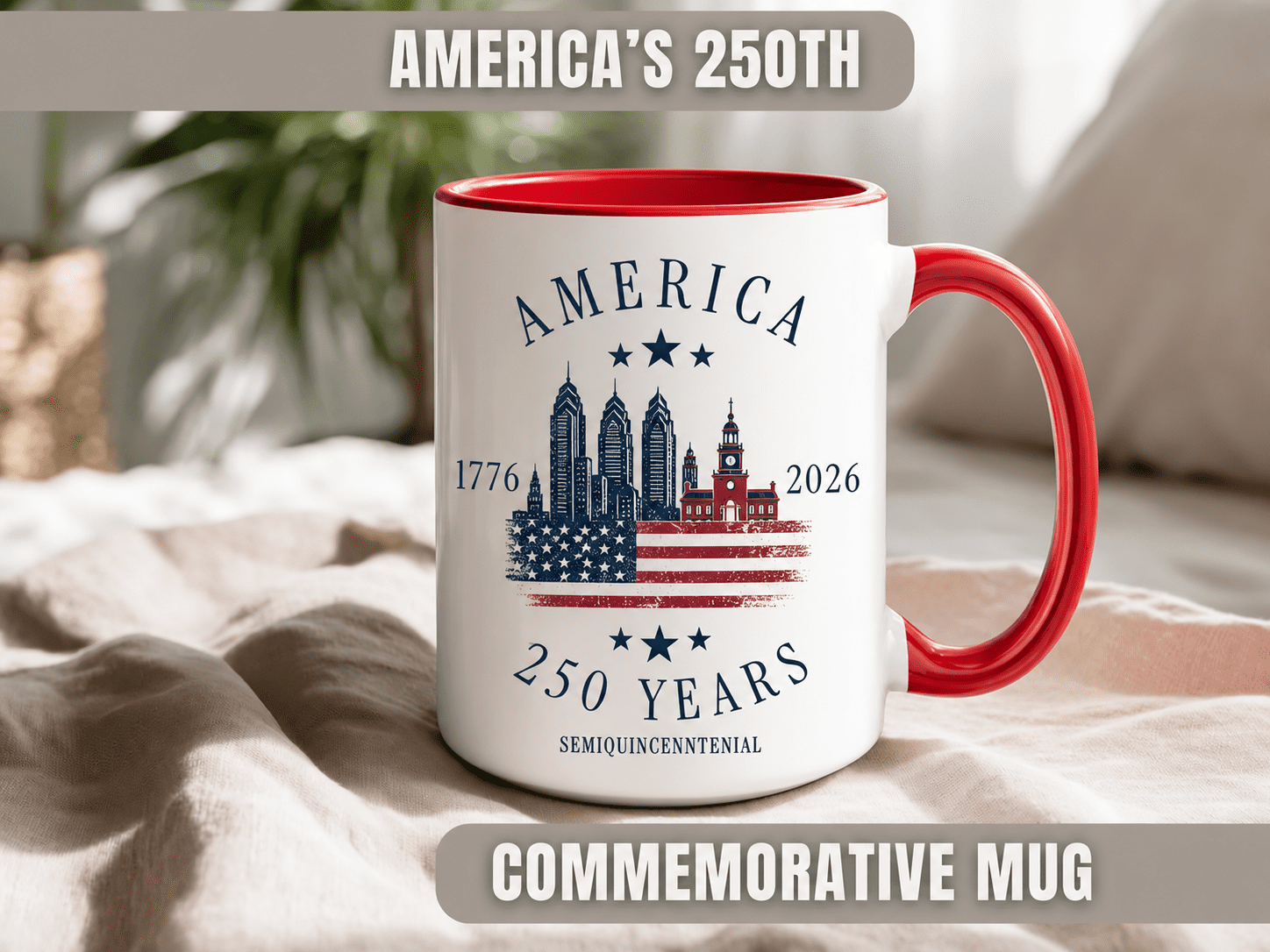 America 250th Anniversary Accent Mug, Philadelphia Skyline ...