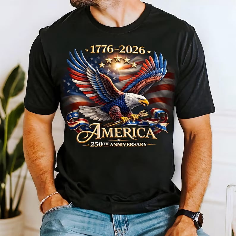 America 250th Anniversary America USA 250 Years Bald Eagle T-Shirt ...