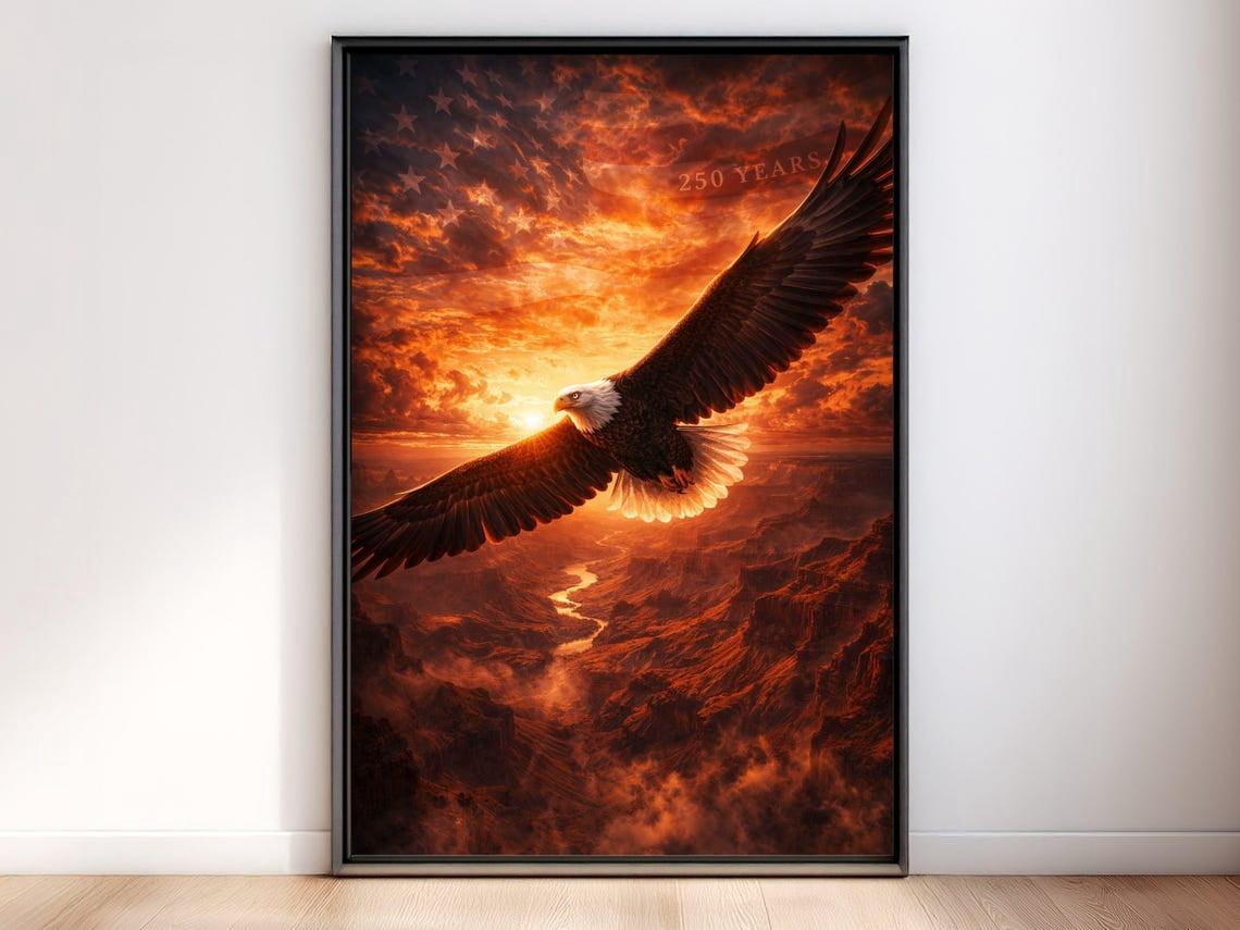 America 250th Anniversary Bald Eagle Landscape Print Grand Canyon USA ...