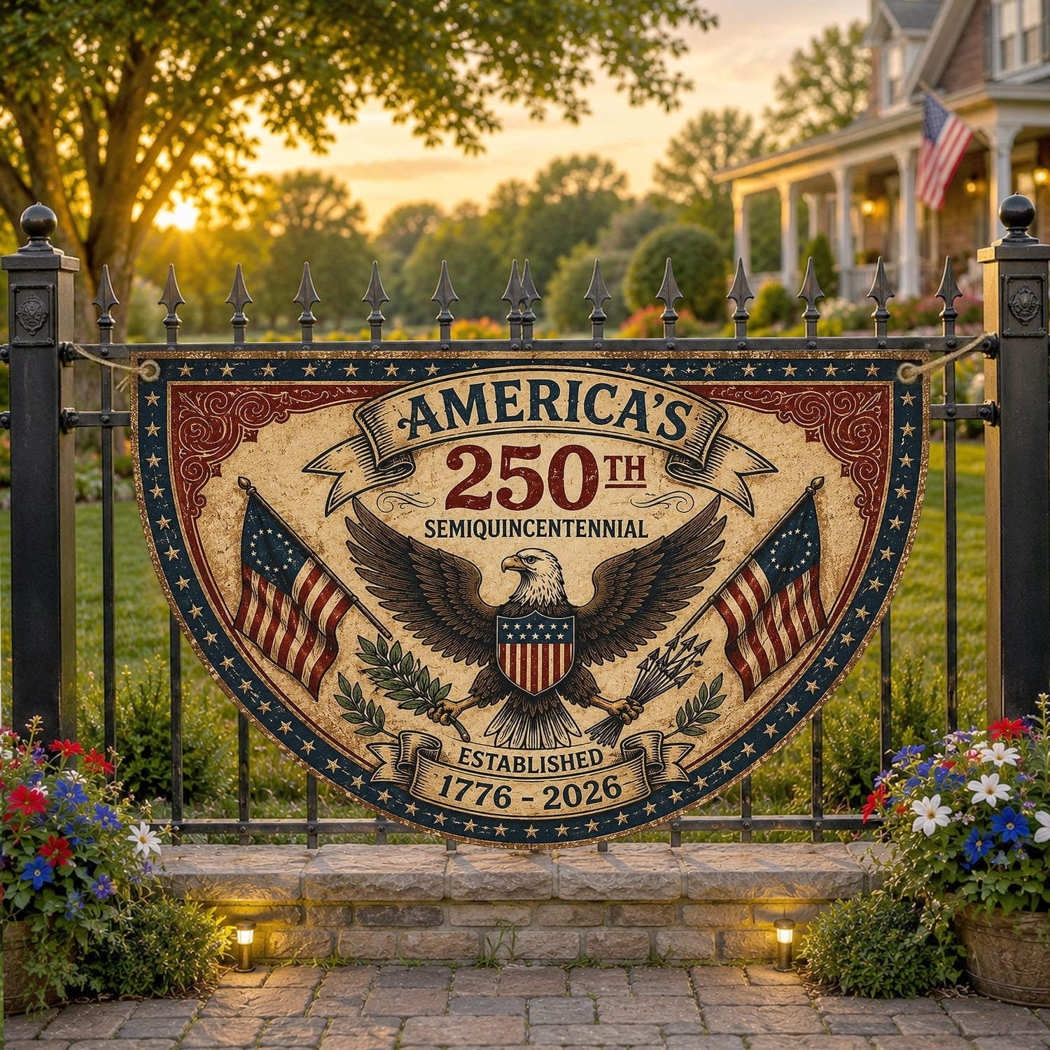 America 250th Anniversary Bunting Banner, Semiquincentennial 1776-2026 ...
