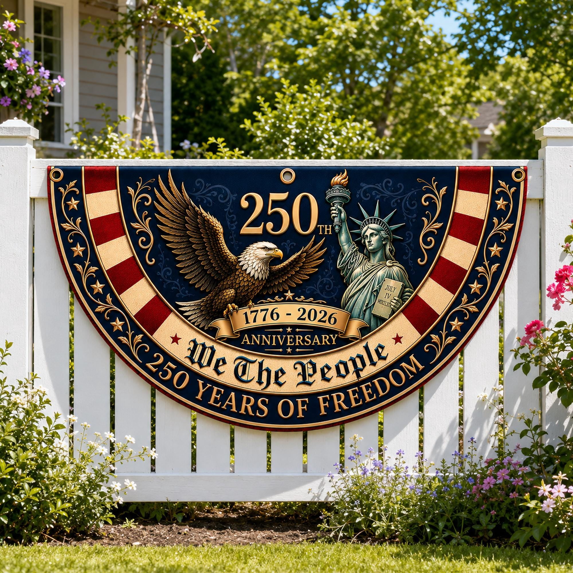 America 250th Anniversary Bunting Flag, Patriotic Porch Decor ...
