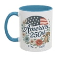 America 250th Anniversary Ceramic Coffee Mug with Patriotic Floral ...