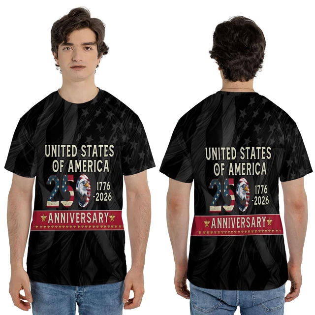 America 250th Anniversary Commemorative American Flag & Eagle Tshirt 3D ...