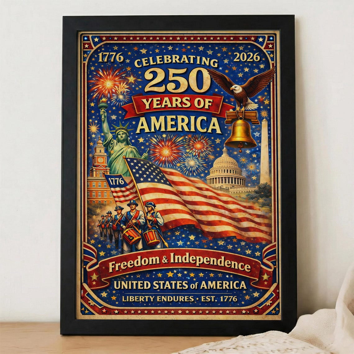 America 250th Anniversary Declaration Of Independence Wall Art 1776 ...
