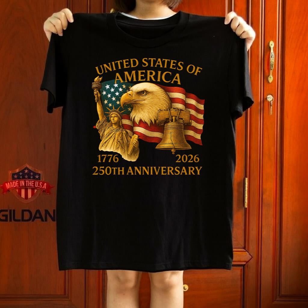 America 250th Anniversary Eagle Emblem Historic Celebration Graphic Tee ...