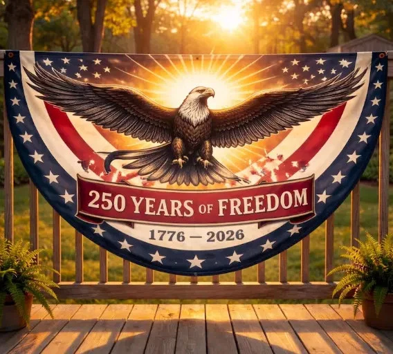 America 250th Anniversary Eagle Fan flag Patriotic 1776-2026 Porch ...
