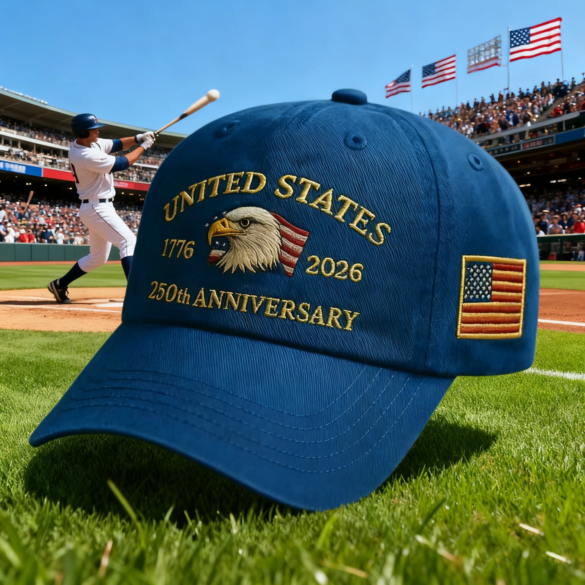 America 250th Anniversary Embroidered Eagle Hat, Patriotic Baseball Cap ...